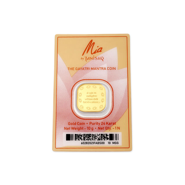 Buy 10 Gm 24 Karat Gayatri Mantra Gold Coin Online | Mia by Tanishq