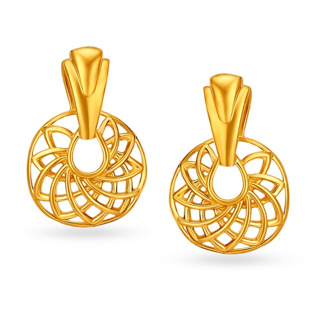 Floral Round Gold Pendant Set