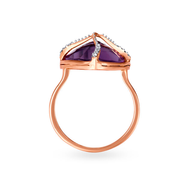 Buy Colours at Work14KT Rose Gold Diamond And Quartz Finger Ring With ...