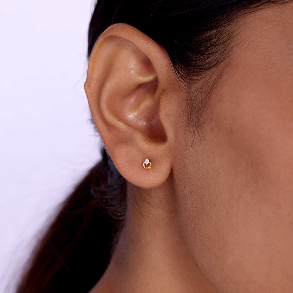 Buy Chic Circle 14 Kt Gold and Diamond Stud Earrings Online Mia by Tanishq