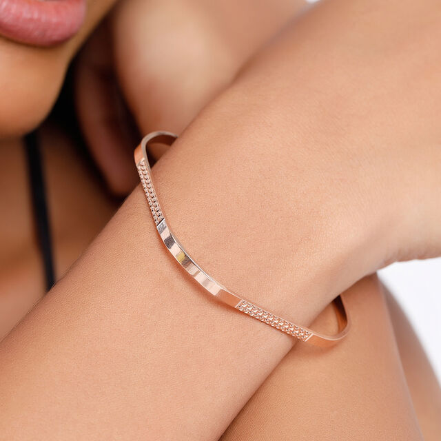 18KT Rose Gold Rectangular Solid Bangle