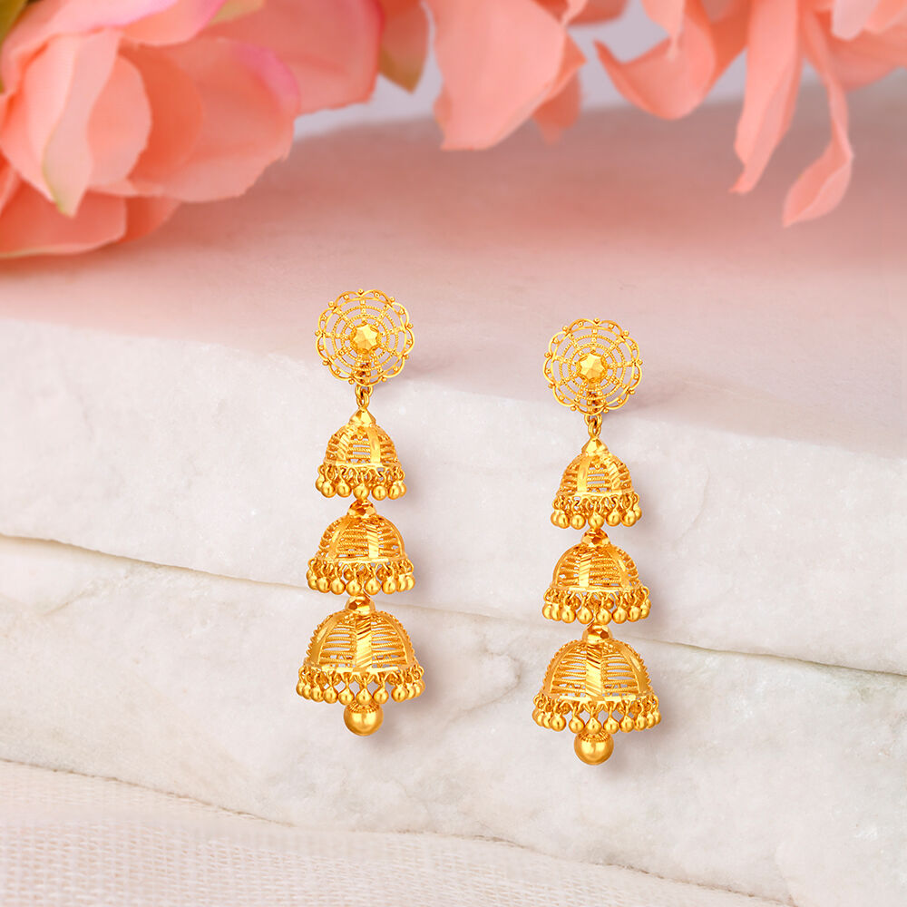 3 layer gold jhumka store