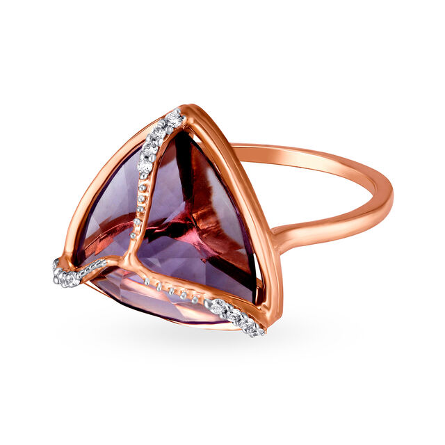 Colours at Work14KT Rose Gold Diamond And Quartz Finger Ring With ...