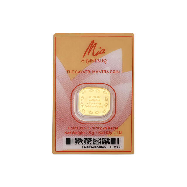 Buy 5 Gm 24 Karat Gayatri Mantra Gold Coin Online | Mia by Tanishq