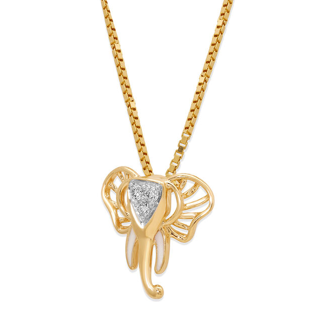 Buy 14KT Yellow Gold Lucky Trunk Diamond Pendant Online | Mia by Tanishq