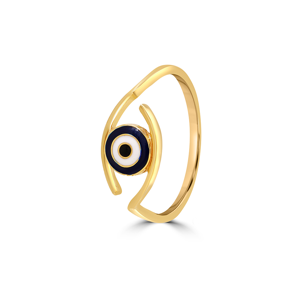 14KT Yellow Gold Stunning Evil Eye Finger Ring