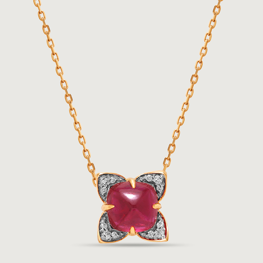 Buy Scarlet Blooms Ruby & Diamond 14KT Pendant Online | Mia by Tanishq