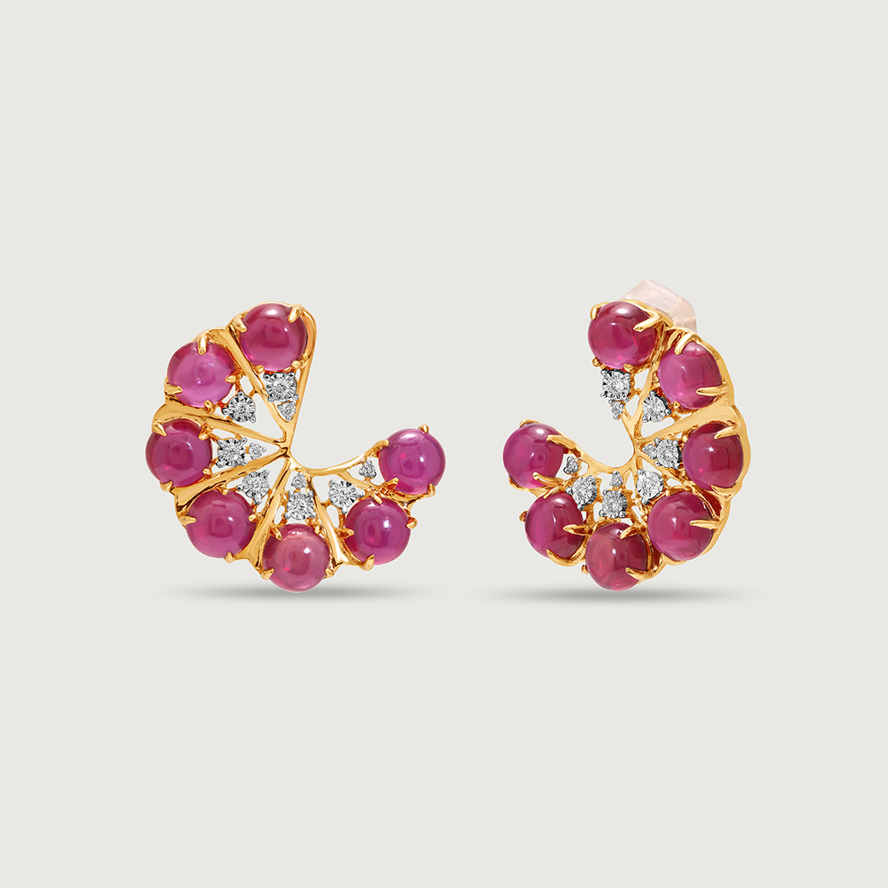Bijou Bliss 14KT Diamond & Ruby Stud Earrings