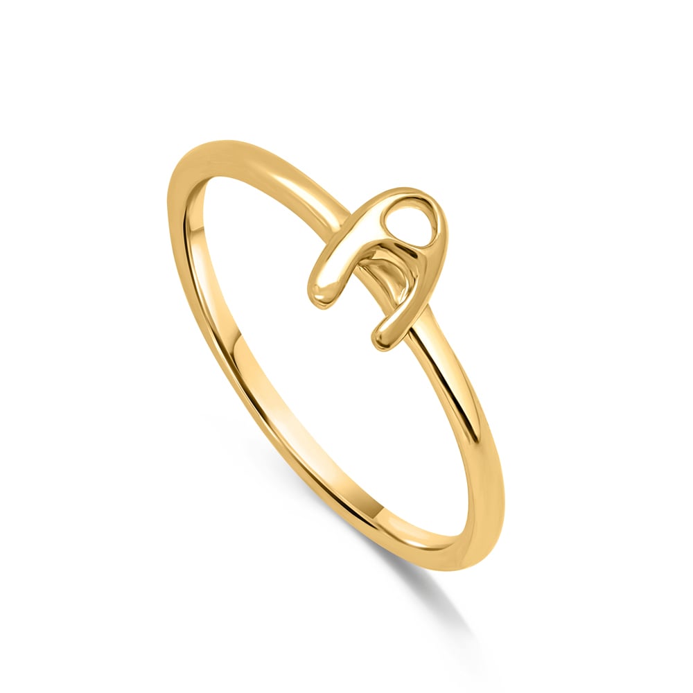 Buy Letter A 14KT Yellow Gold Initial Ring Online | Mia by Tanishq