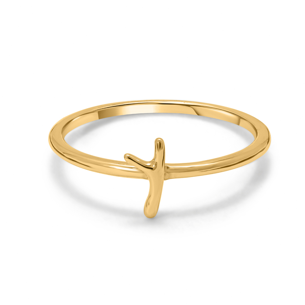 Letter Y 14KT Yellow Gold Initial Ring