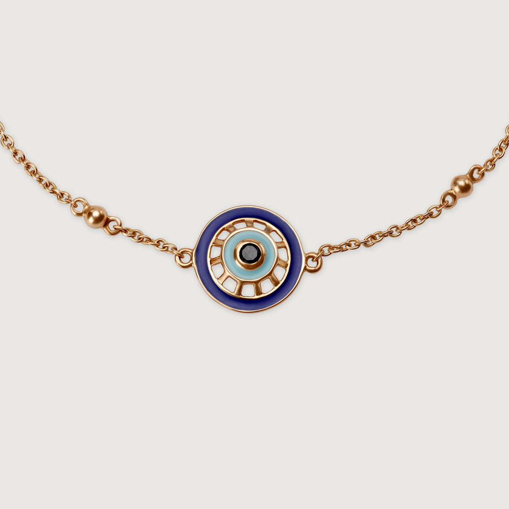 14KT Yellow Gold Wheel Of Life Evil Eye Bracelet