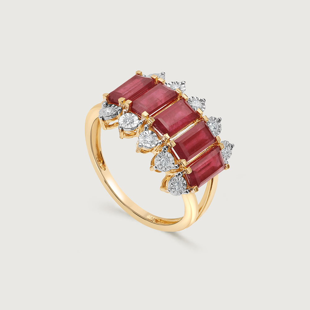 Scarlet Soire 14KT Diamond & Ruby Finger Ring