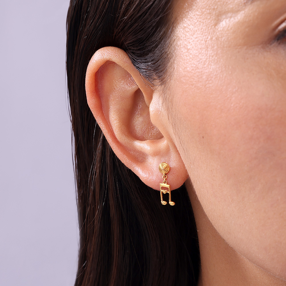 Buy Melodic Love Note 14KT Gold Drop Earrings Online | Mia by Tanishq