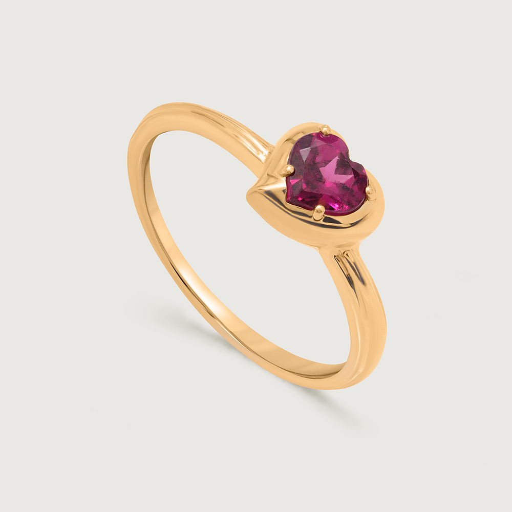 Buy Valentine's Veil 14KT Gold & Pink Garnet Finger Ring Online | Mia ...