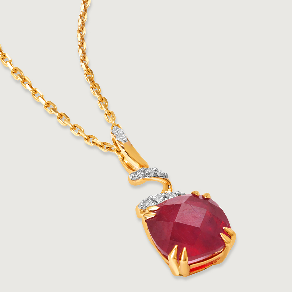 Classically Chic 14KT Ruby & Diamond Pendant