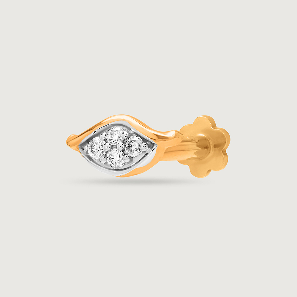 14KT Yellow Gold Diamond Nose Pin