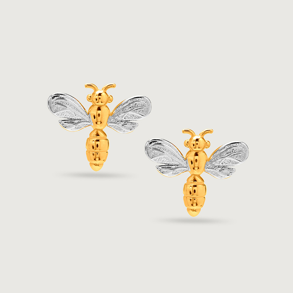 Buzzing Bee 18KT Gold Stud Earrings