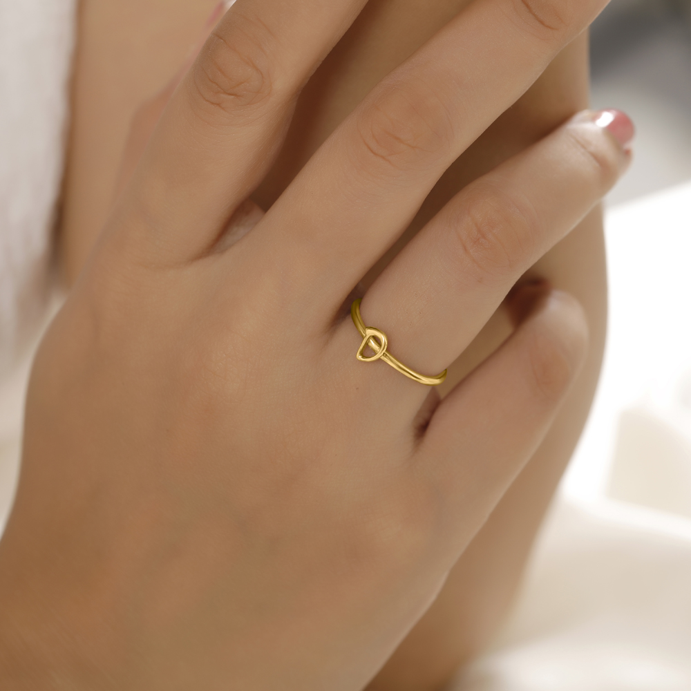 Letter D 14KT Yellow Gold Initial Ring