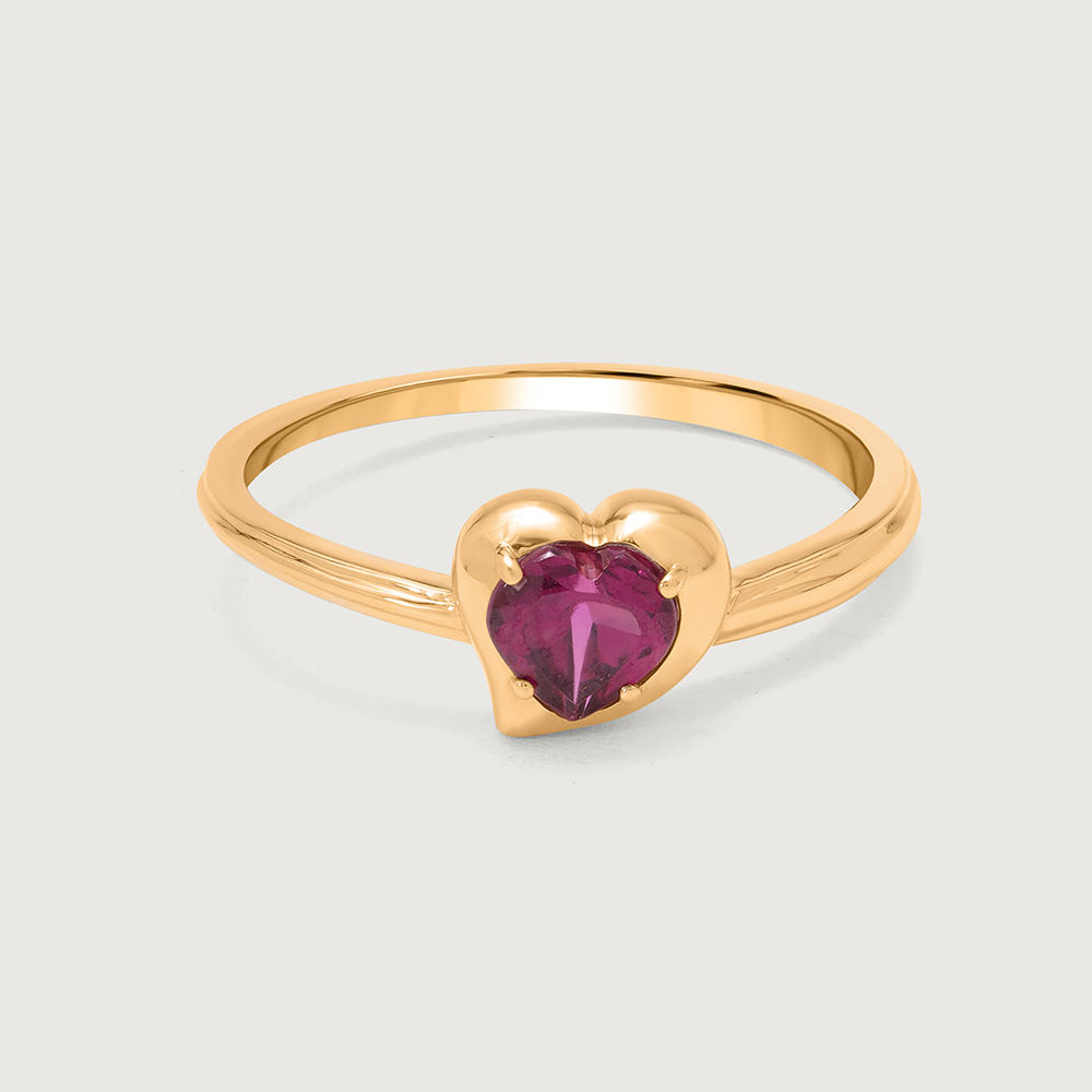 Buy Valentine's Veil 14KT Gold & Pink Garnet Finger Ring Online | Mia ...