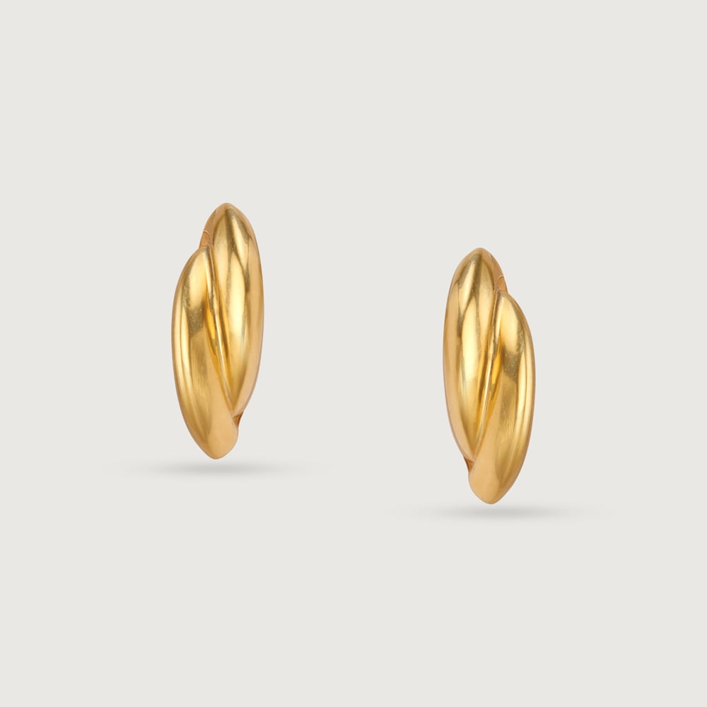 22KT Yellow Gold Sharp Stylish Stud Earrings