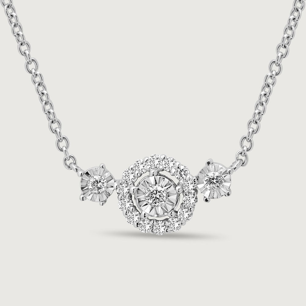 Buy Radiant Trio 18KT Diamond Chain with Pendant Online | Mia by Tanishq